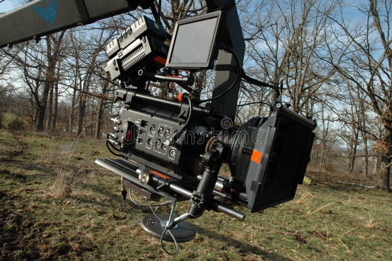 HD red camera on crane editorial photography. Image of camera - 87368922