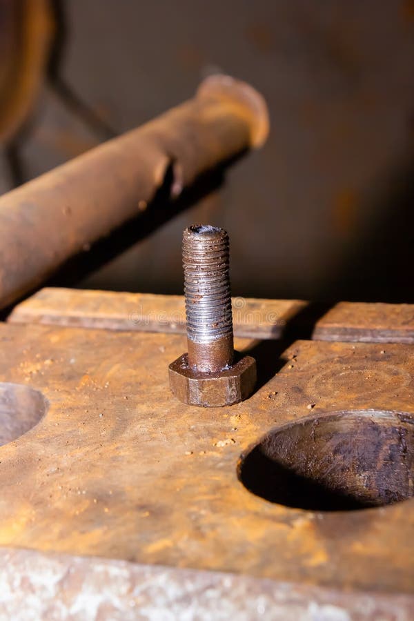 Old Rusty Bolt and Nut on Steel Background, Steel and Bolt, Steel ...