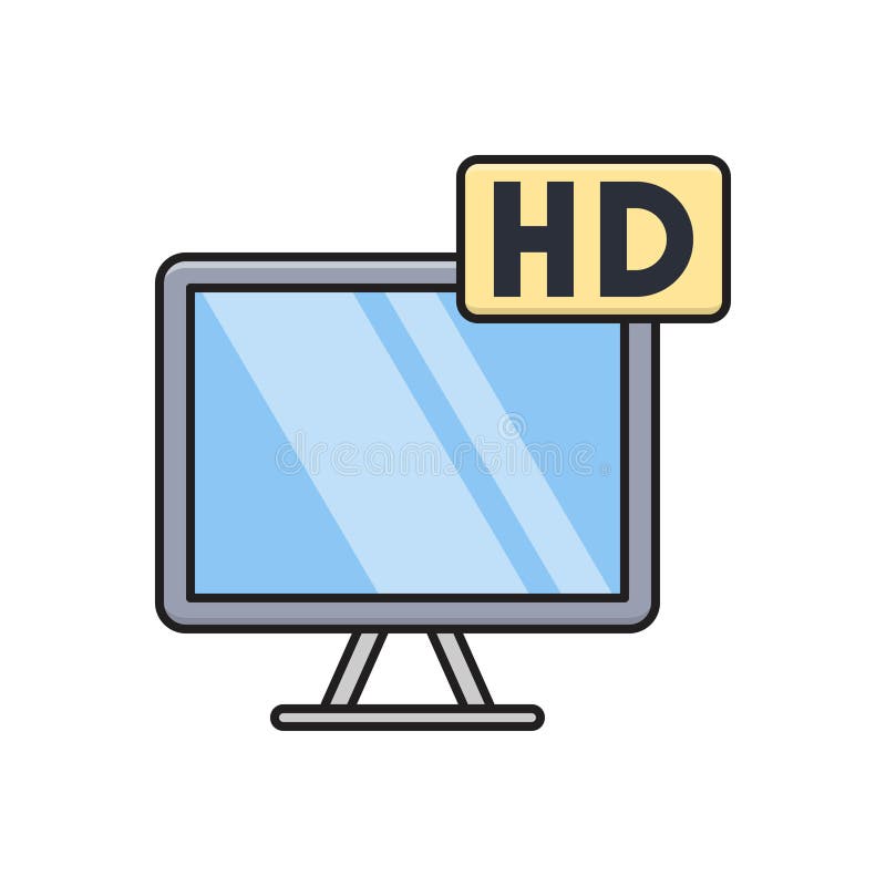 HD vector colour line icon stock vector. Illustration of movie - 199016171