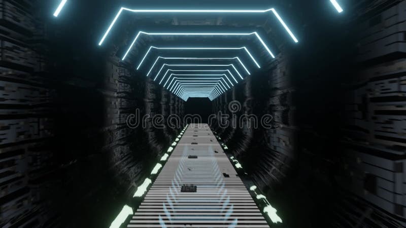 HD Video of Abstract Sci-fi Interior View of Spaceship, Tunnel, or ...