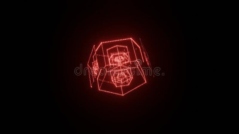 HD Video of Beautiful Red Neon Lighting Wire Frame Object Animation, on ...