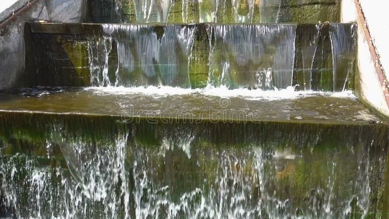Polluted Artificial Waterfall in the Park Stock Video - Video of empty ...