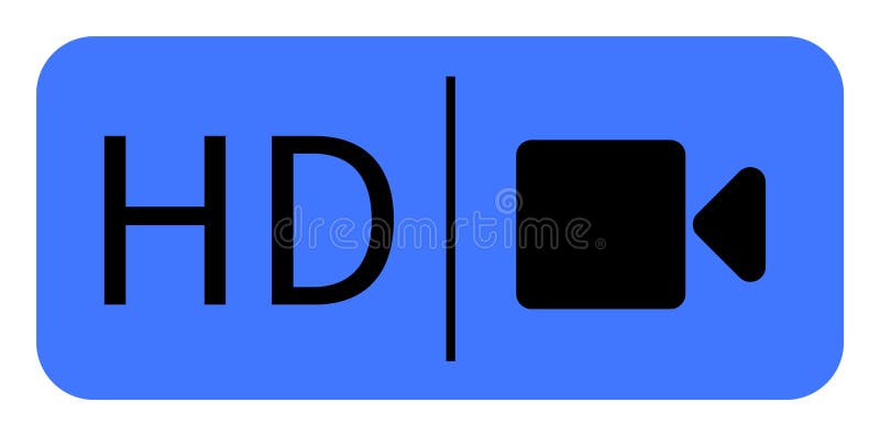 HD Video Symbol with Blue Background and Black Text and Camera Icon ...