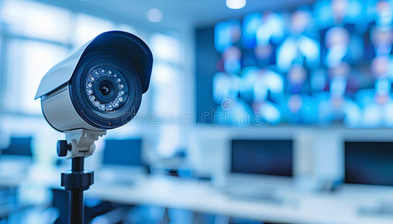 HD Web Cam Installed on Computer Monitor for Business Meting Stock ...