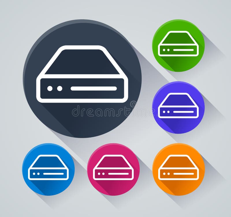 Hdd Circle Icons with Shadow Stock Vector - Illustration of flat, icon ...