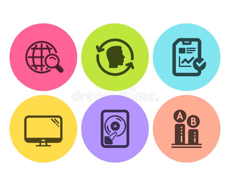 Hdd, Computer and Internet Search Icons Set. Face Id, Report Checklist ...