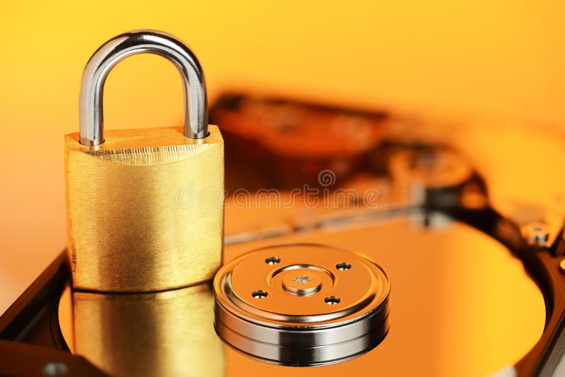 HDD Data Protection Concept Stock Image - Image of padlock, digital ...