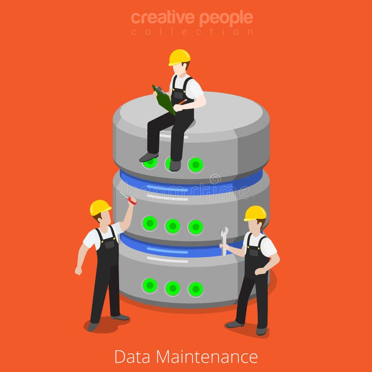 HDD Database Storage Maintenance SQL Backup Process Icon. Flat 3d Isometric Isometry Style ...