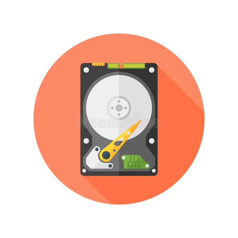 Hdd Disk Flat Design Isolated Vector Round Icon Stock Vector ...