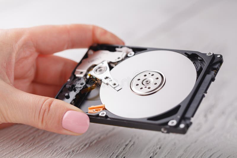 Hdd drives in hands stock image. Image of hand, female - 117139375