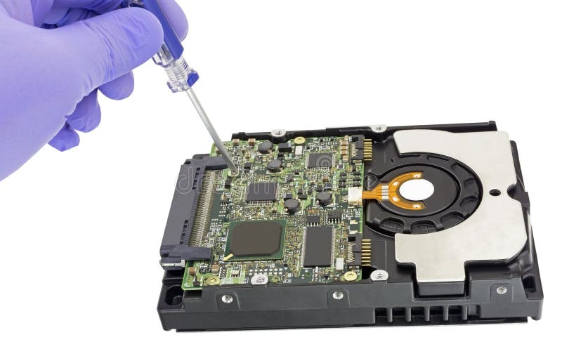 Hard Disk Drive with a Magnifying Glass Scanning Stock Photo - Image of ...