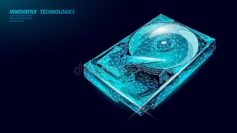 HDD Hard Disk Drive File Hardware. 3D Low Poly Information Storage ...