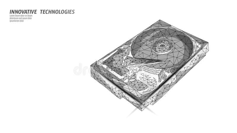 HDD Hard Disk Drive File Hardware. 3D Low Poly Information Storage ...