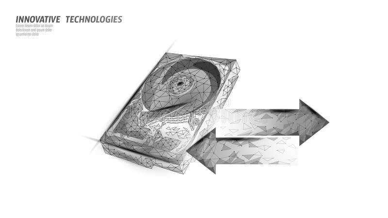 HDD Hard Disk Drive File Hardware. 3D Low Poly Information Storage ...