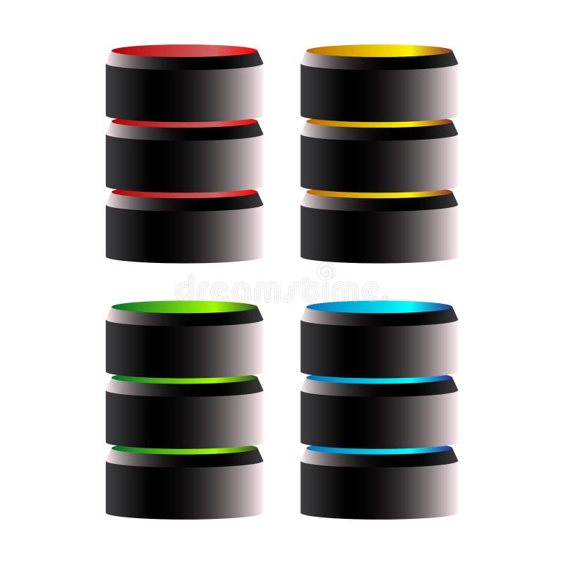 HDD, Hard Disk Drive, Mainframe Computer Stacked Cylinder Icon. Server ...