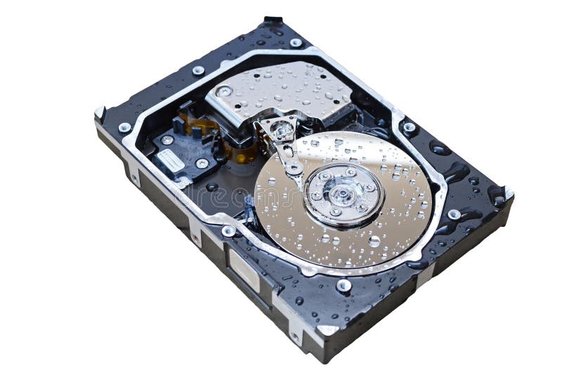 HDD Hard Disk Drive Wiith Opened Cover Water Drops on Disks Stock Photo ...
