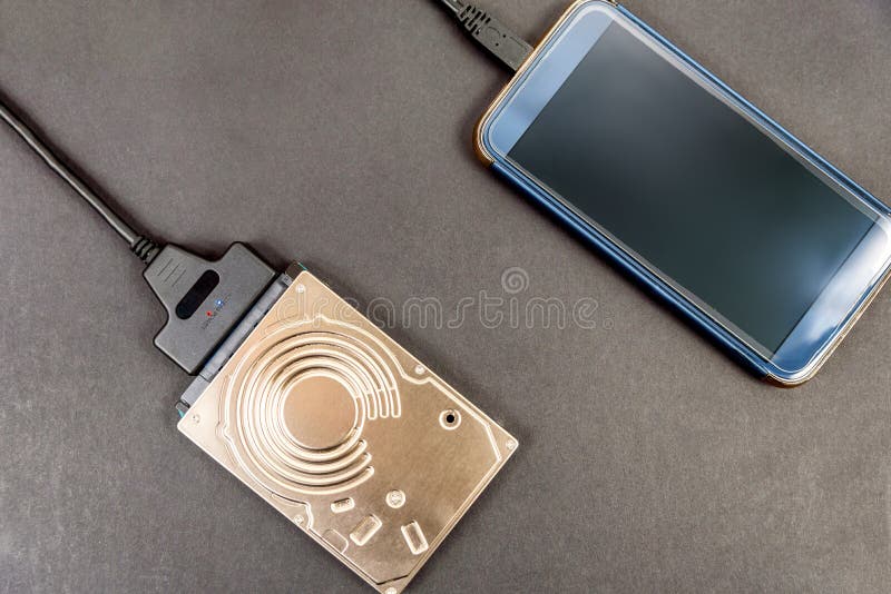 Hdd 2.5 Hard Drive Disk Connected To Smartphone Via Sata Usb Cable ...