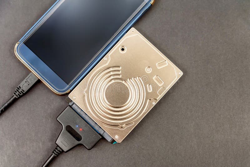 Hdd 2.5 Hard Drive Disk Connected To Smartphone Via Sata Usb Cable ...