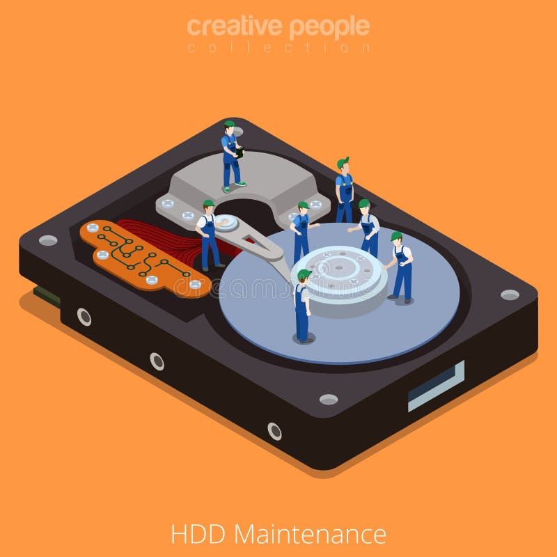 HDD Maintenance Process. Flat 3d Isometric Isometry Style Technology ...
