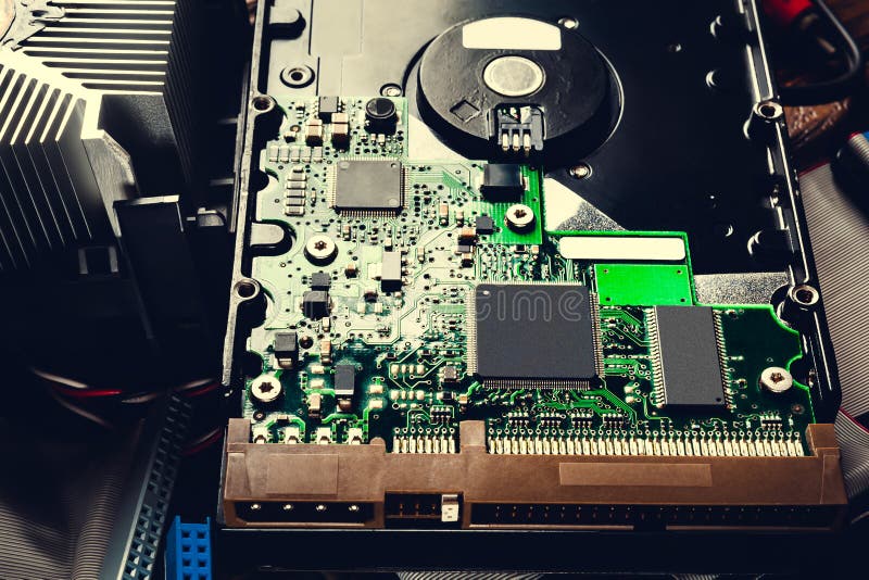 HDD. Old Computer Hard Drive. Microchips and PC Components, Storage ...