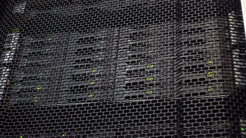 HDD SATA Disk Server Rack. Green LEDs on Data Drives Stock Footage ...