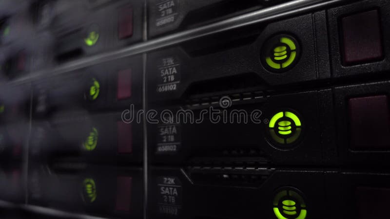 HDD Server Rack. Big Dark Data Center. Green Blink. Stock Video - Video ...