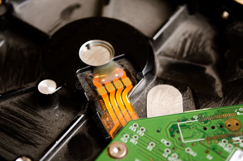 HDD. it Technologies. Disk for Recording Data. Cable on the Board ...