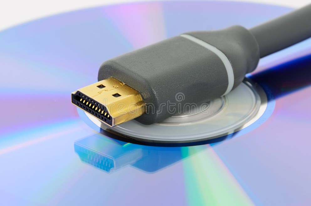 HDMI Cable and Blank DVD Disc Stock Photo - Image of digital ...