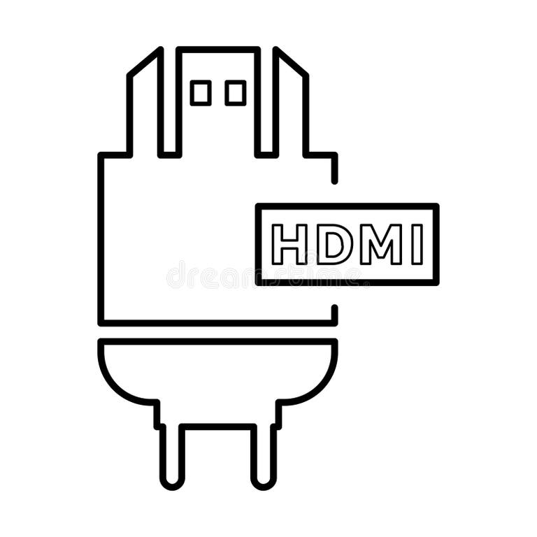 Hdmi Cable Icon in Outline Style Stock Illustration - Illustration of ...