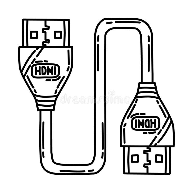 HDMI Cable Icon. Doodle Hand Drawn or Outline Icon Style Stock Vector ...