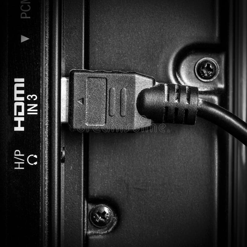 HDMi connector on the TV stock photo. Image of monitor - 275116818