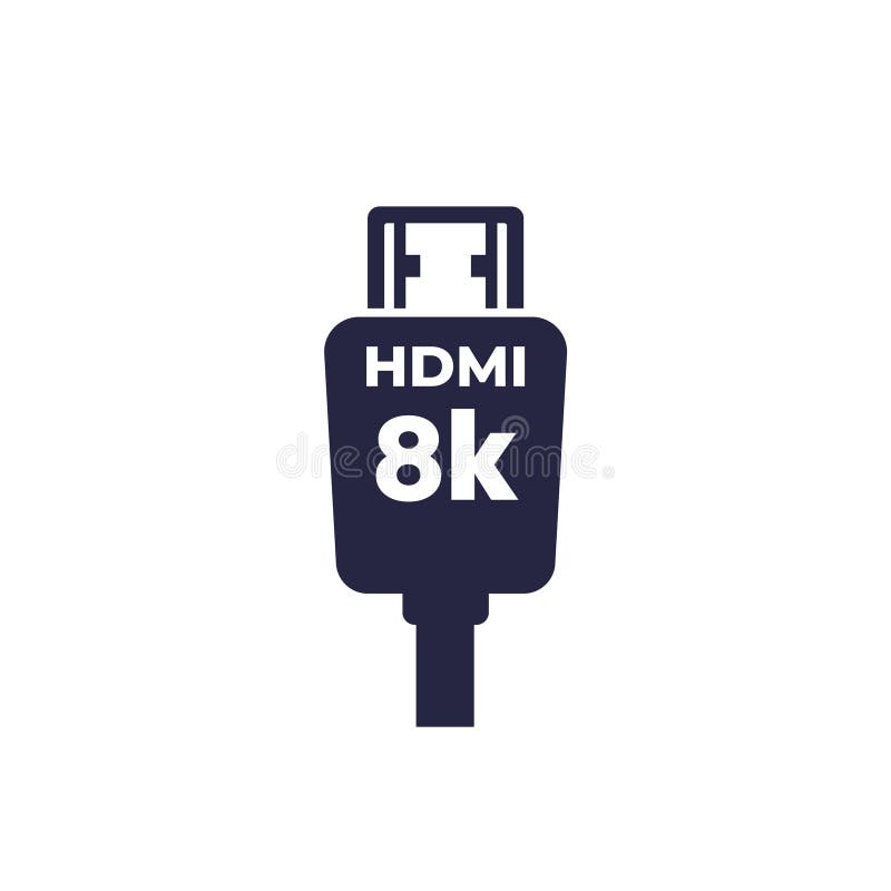 HDMI 8k Cable Icon on White, Vector Stock Vector - Illustration of ...