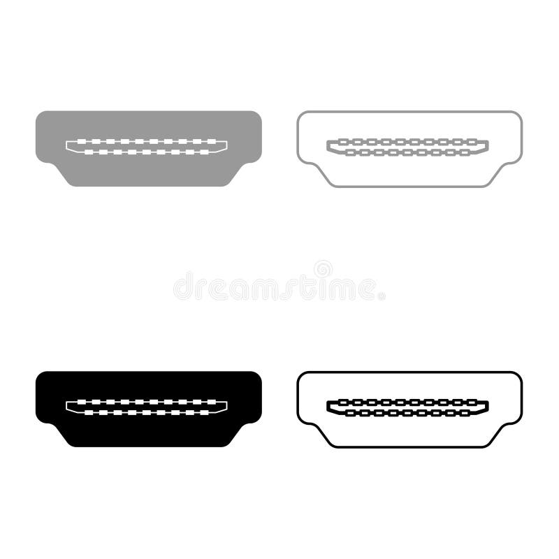 HDMI Port Socket Set Icon Grey Black Color Vector Illustration Image ...