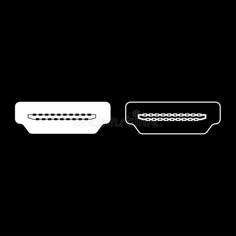HDMI Port Socket Set Icon White Color Vector Illustration Image Solid ...
