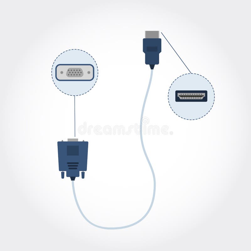HDMI and VGA cable stock vector. Illustration of icon - 89858847