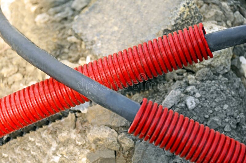 HDPE Corrugated Cable Pipes Stock Image - Image of cable, equipment ...