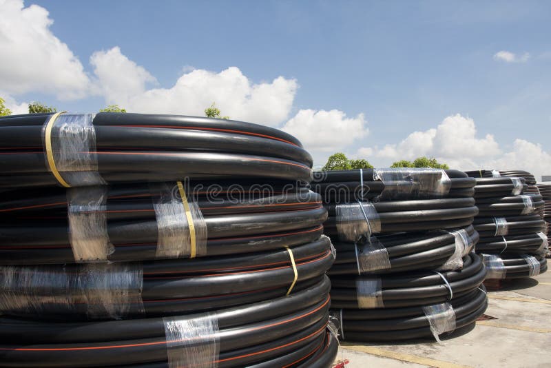 Rolls of Plastic Drainage Pipe Stock Image - Image of drainage, support ...