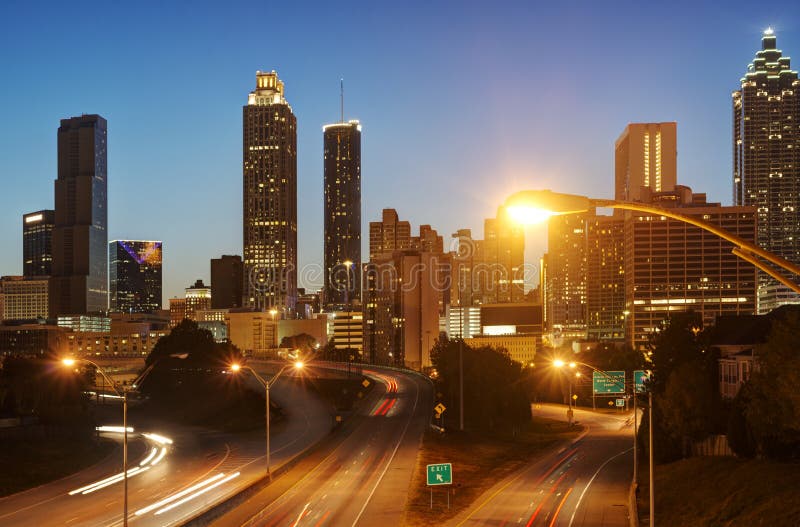 Nightscape of Atlanta stock image. Image of night, architecture - 2046529