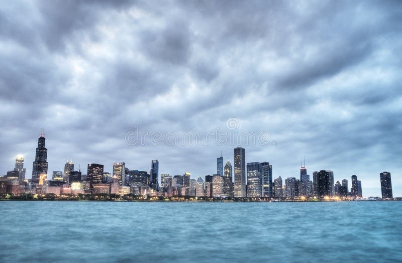 HDR of Chicago stock image. Image of storm, city, chicago - 19751003