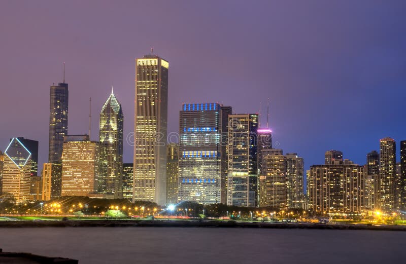 HDR of Chicago at Night stock photo. Image of dynamic - 19520114