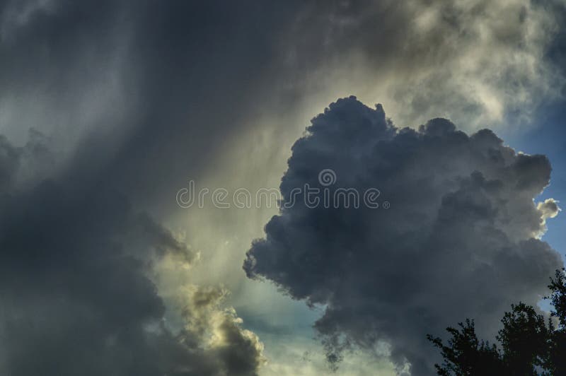 HDR Cloud Filled Sky with Sunlight Behind Cloud Stock Image - Image of ...