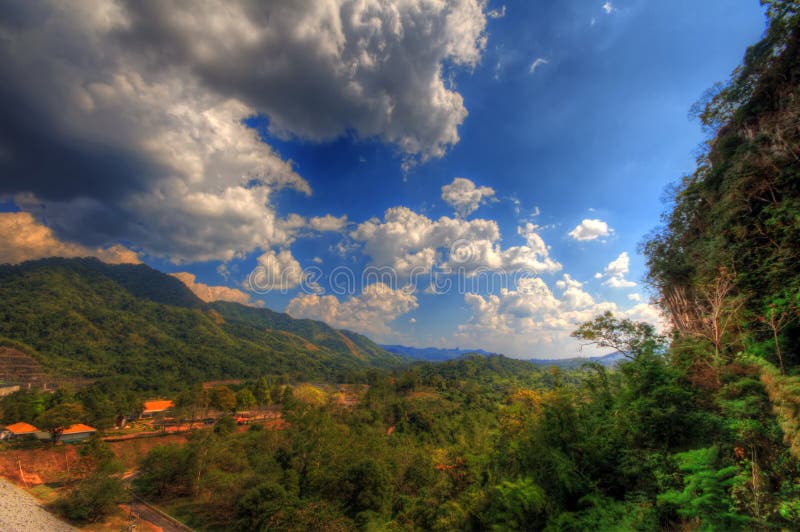 HDR Colorful Forest Mountain Cloud Sky Stock Image - Image of natural ...