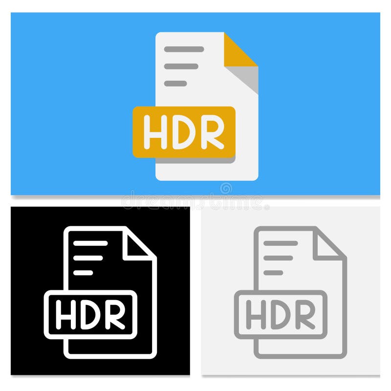HDR Document File Format. Set of Flat Format File Icons for a User-friendly Display. Can Be Used ...