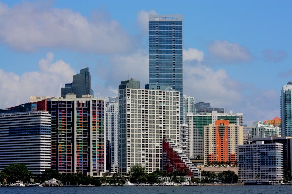 HDR Miami Florida Skyline stock photo. Image of beach - 16157924