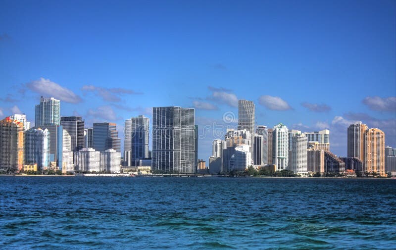 HDR Miami Florida Skyline stock image. Image of vacation - 16273219