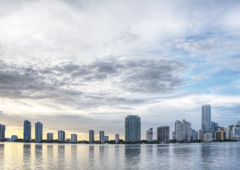 HDR of Miami Skyline stock photo. Image of buildings - 25804908
