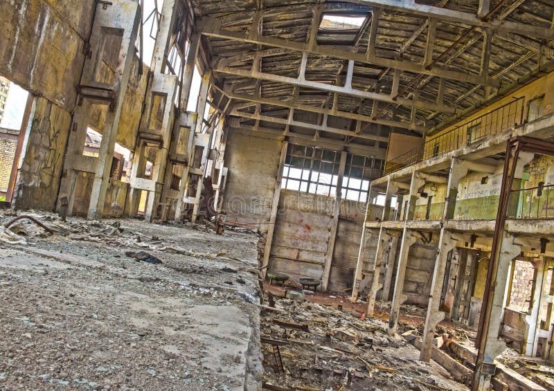 HDR Photo. Abandoning, Destruction, Broken Factory from Inside Stock ...