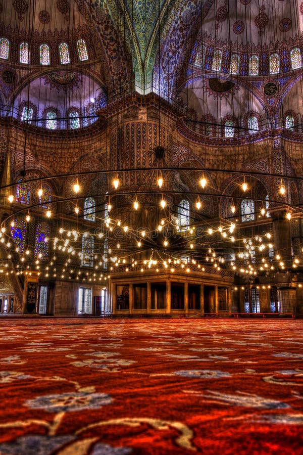 HDR Photo of the Interior of the Famous Blue Mosque Stock Photo - Image ...