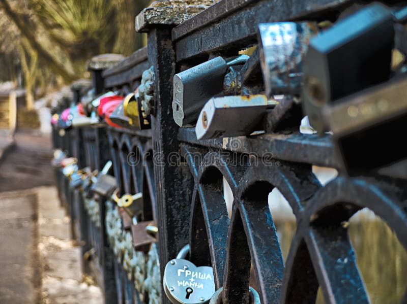 HDR Photo of Locks on the Bridge Railing Stock Photo - Image of bridge ...