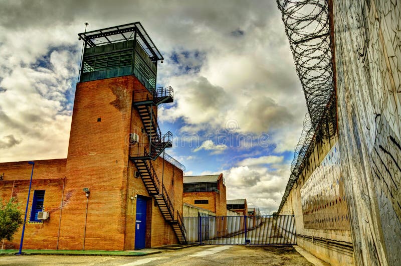 HDR Prison, Tower and Barbed Wire Stock Image - Image of prison ...
